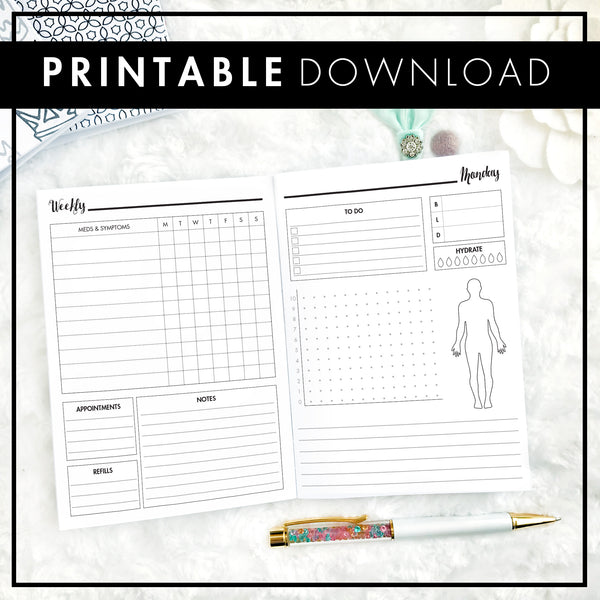 LPA Planner Inserts | Spoonie Series | Daily Health Log | Printable ...